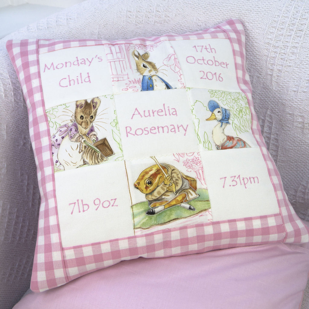 Beatrix Potter© Memory Cushion Pink – Tuppenny House Designs